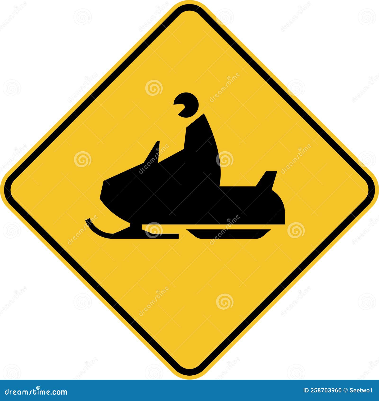 Snowmobile Crossing Sign on White Background Stock Vector ...
