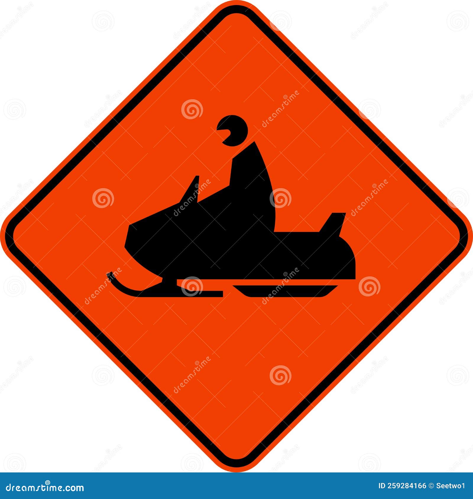 Snowmobile Crossing Sign on White Background Stock Vector ...