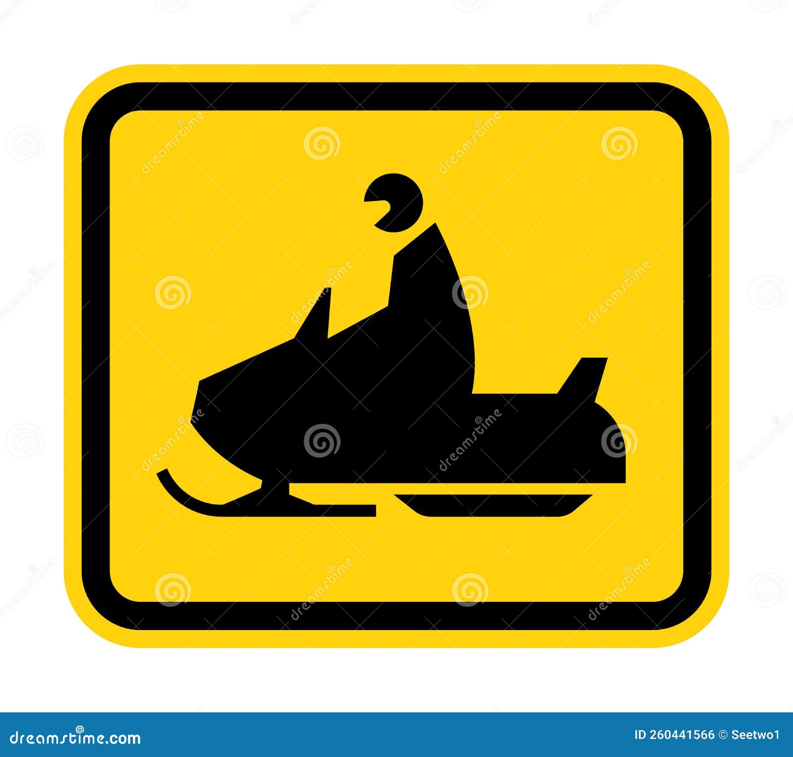 Snowmobile Crossing Sign on White Background Stock Vector ...