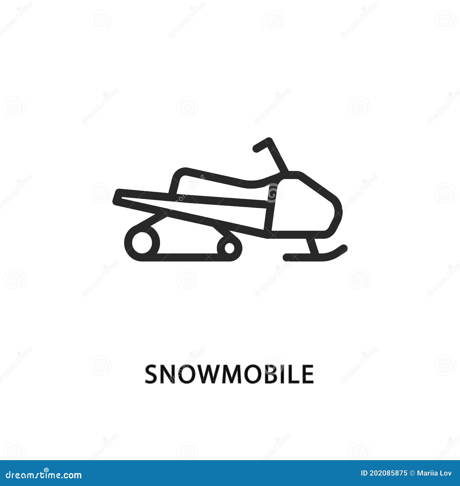 Snowmobile Flat Line Icon. Vector Illustration Motor Sled Symbol Stock ...