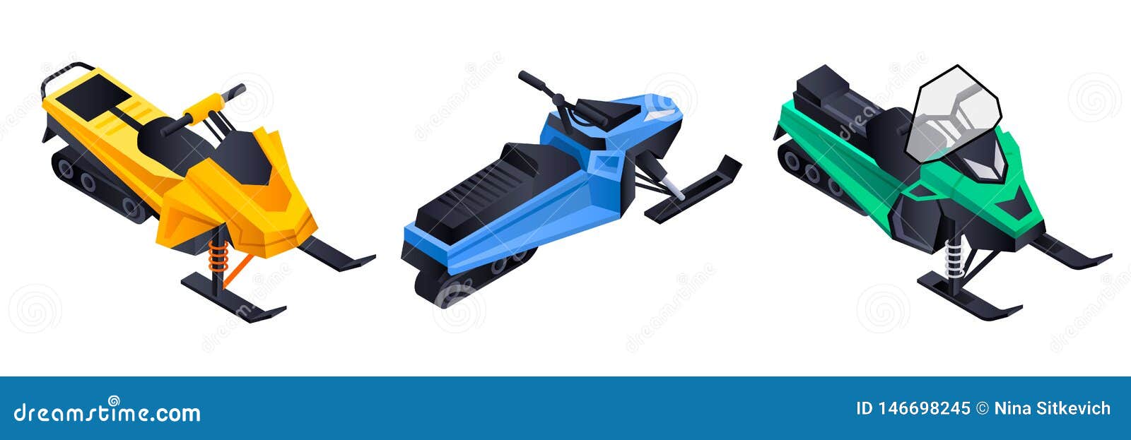 Snowmobile Icons Set, Isometric Style Stock Vector - Illustration of ...