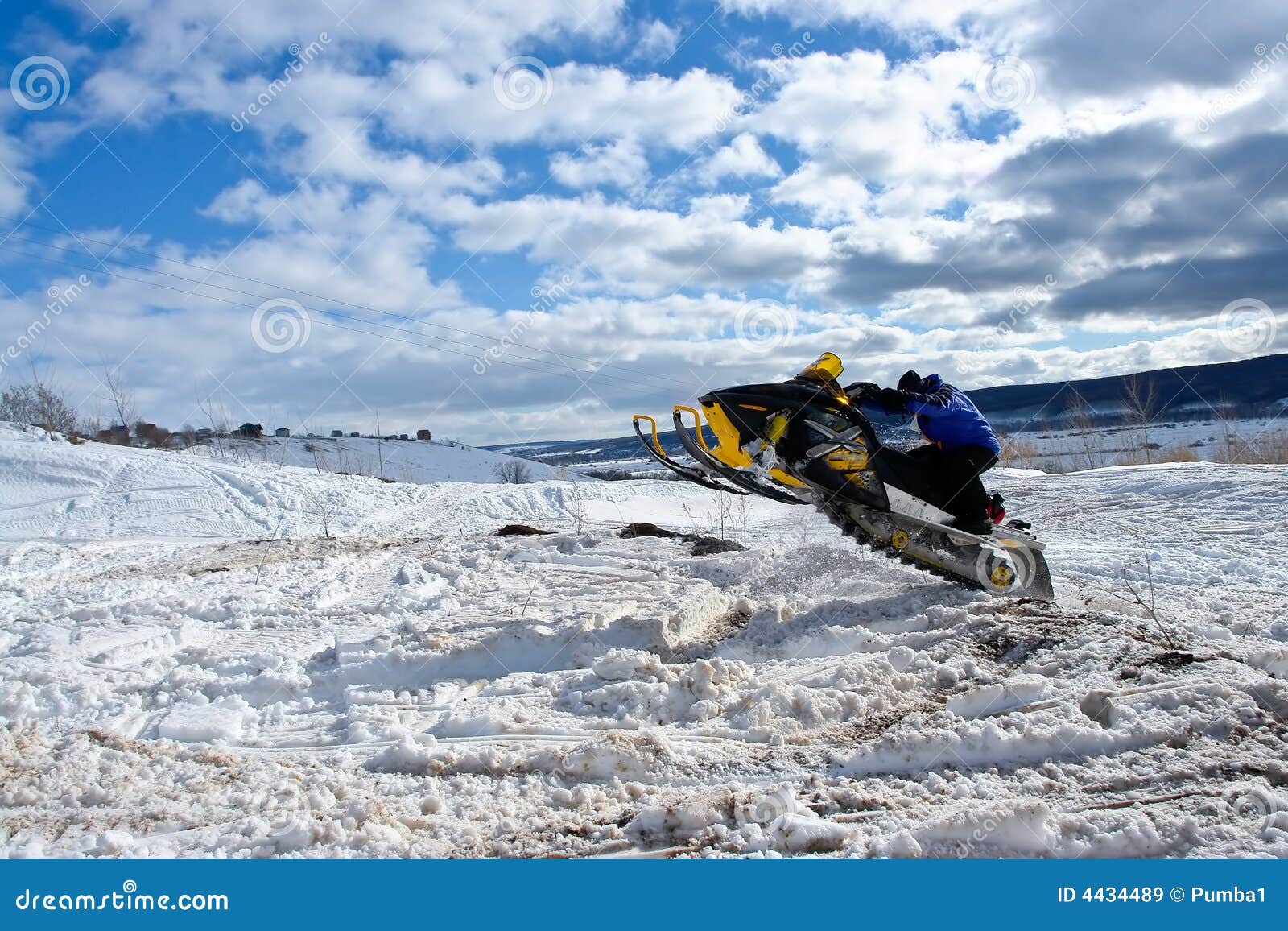 Snowmobile jumping stock image. Image of machine, colors - 4434489