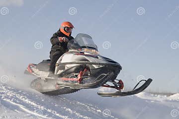 Snowmobile racing stock photo. Image of outdoor, midair - 4477392