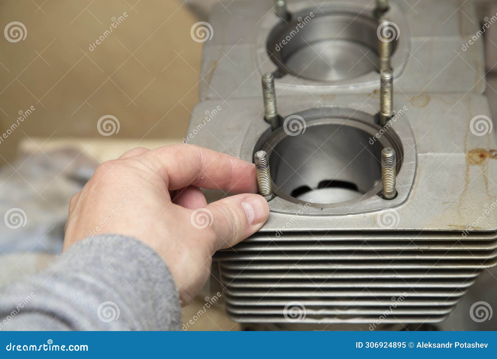 Snowmobile Repair.Repair of the Snowmobile Engine Stock Image - Image ...
