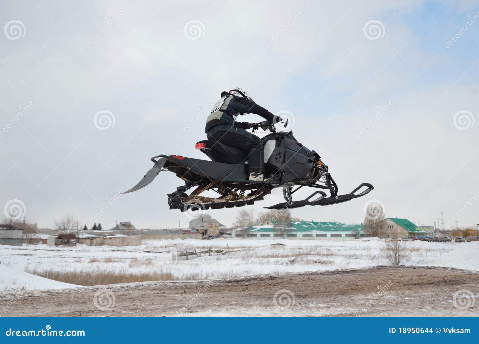 Snowmobile Rider Flying High Air Stock Photo - Image of rider, winter ...