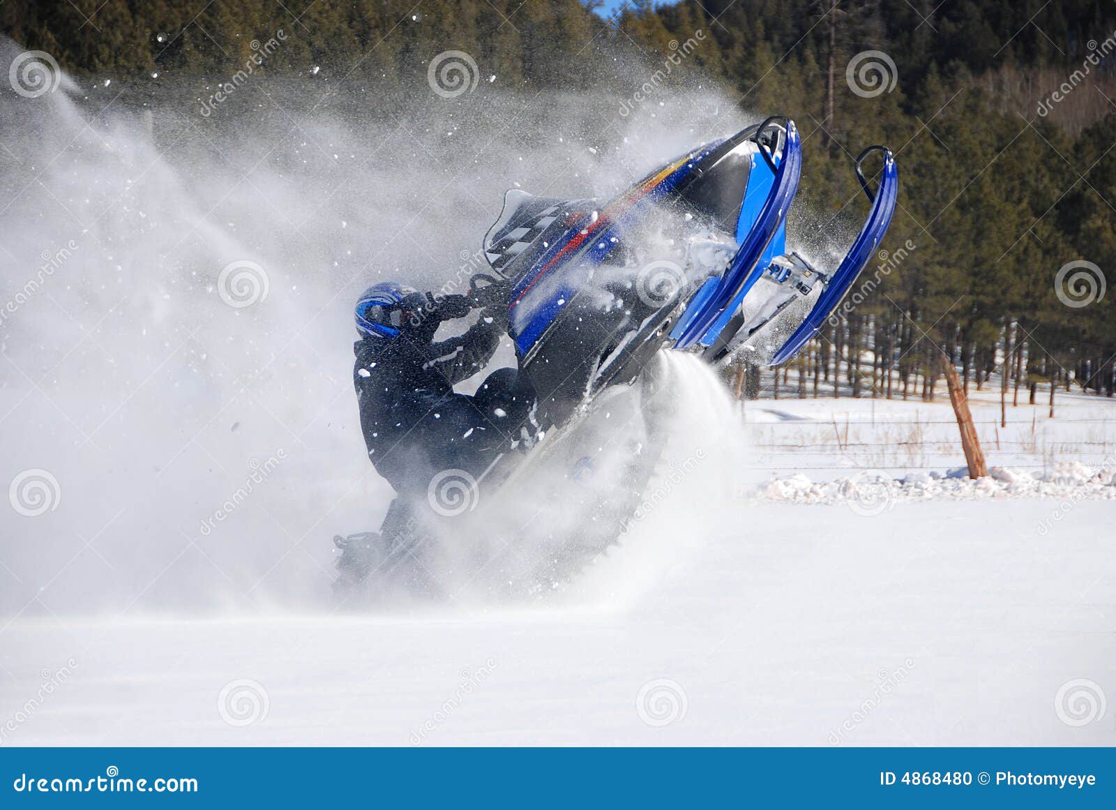 Snowmobile Rider Jumping stock photo. Image of fast, jumping - 4868480