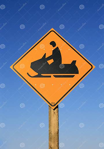 Snowmobile road sign stock image. Image of snow, mobile - 10657793