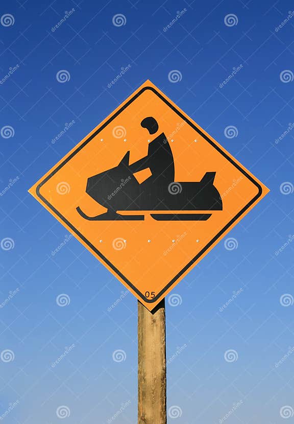 Snowmobile road sign stock image. Image of snow, mobile - 10657793