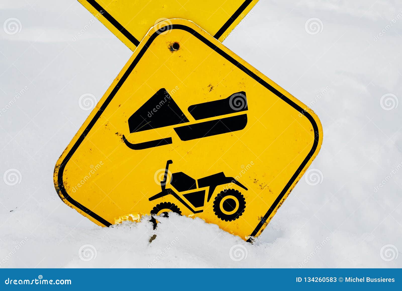 Signs on a Snowmobile Trail in Laval Stock Image - Image of mountain ...