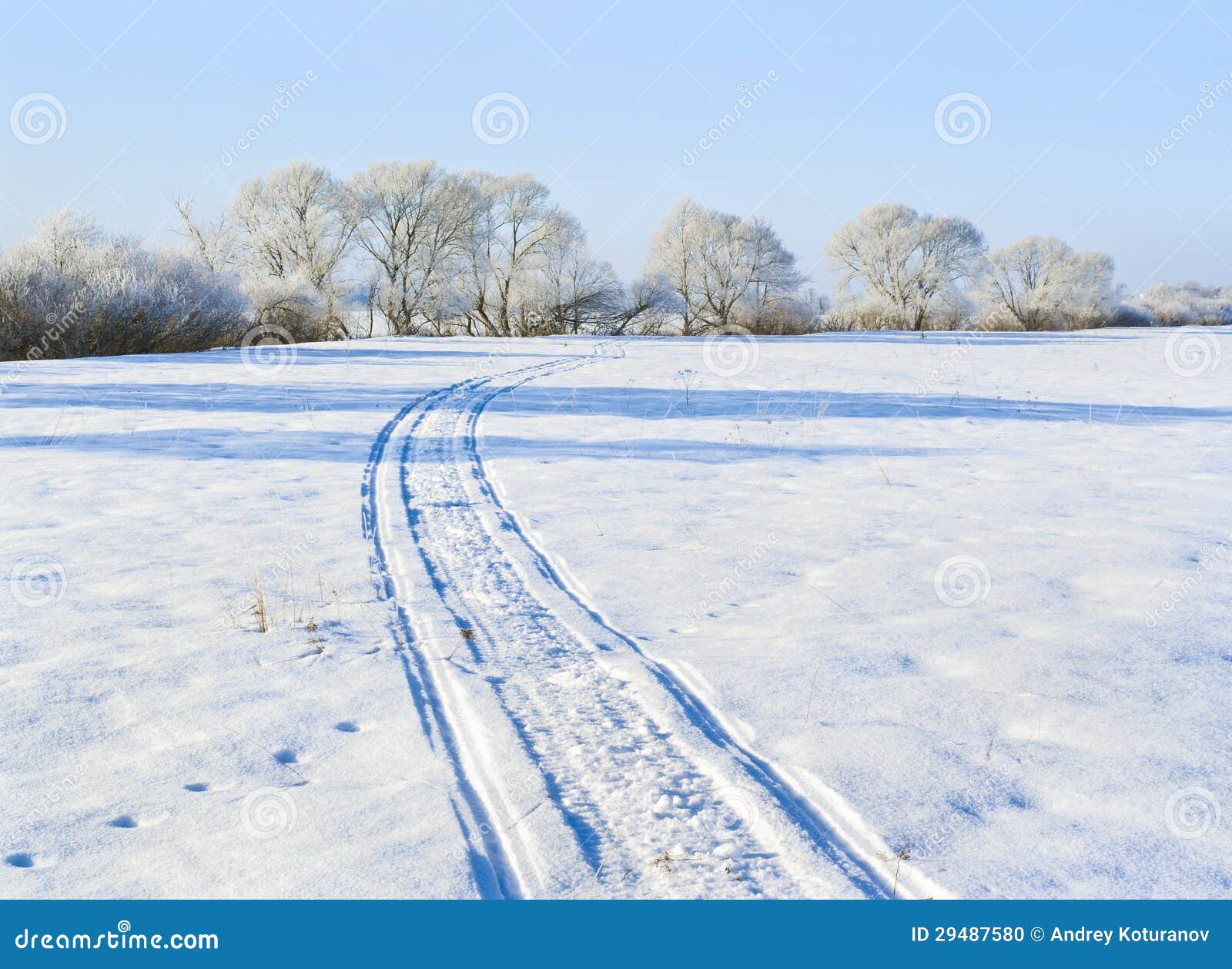 Snowmobile trace stock photo. Image of hoar, frost, color - 29487580
