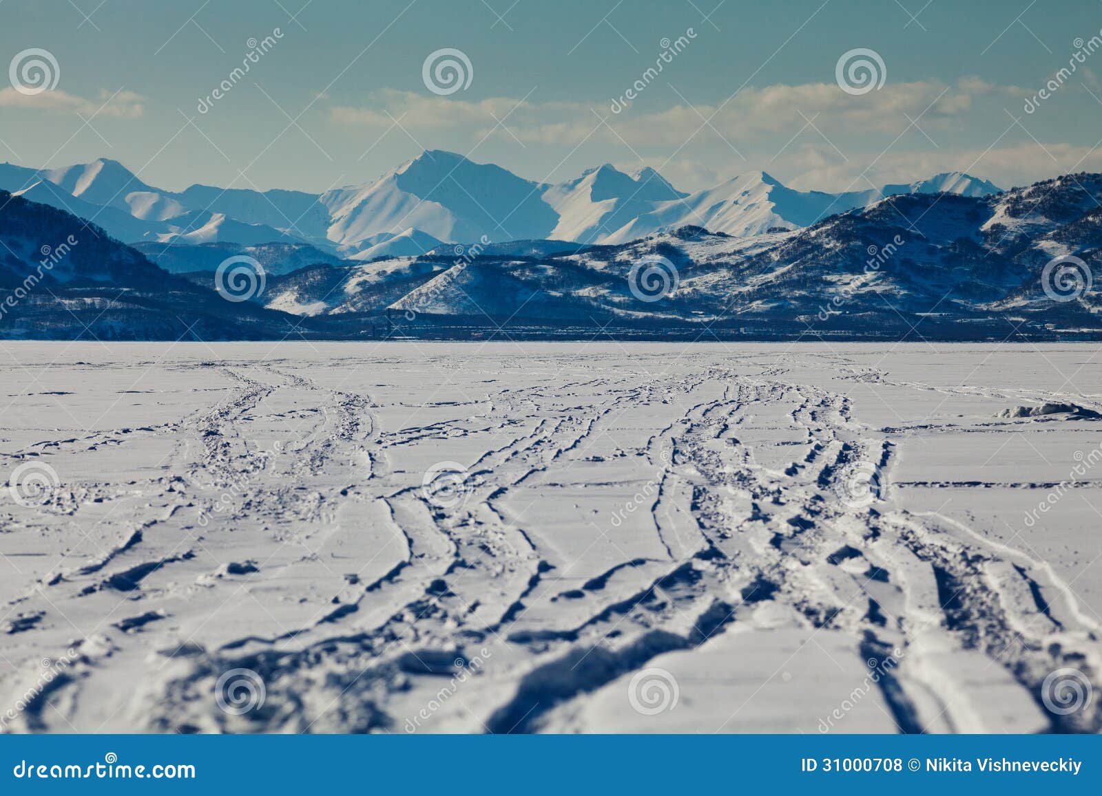 Snowmobile track stock photo. Image of snowy, high, peak - 31000708