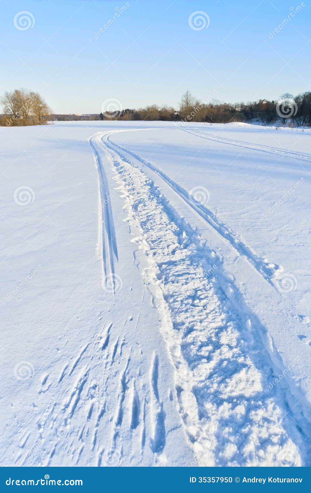 Snowmobile track stock photo. Image of clean, snowmobile - 35357950