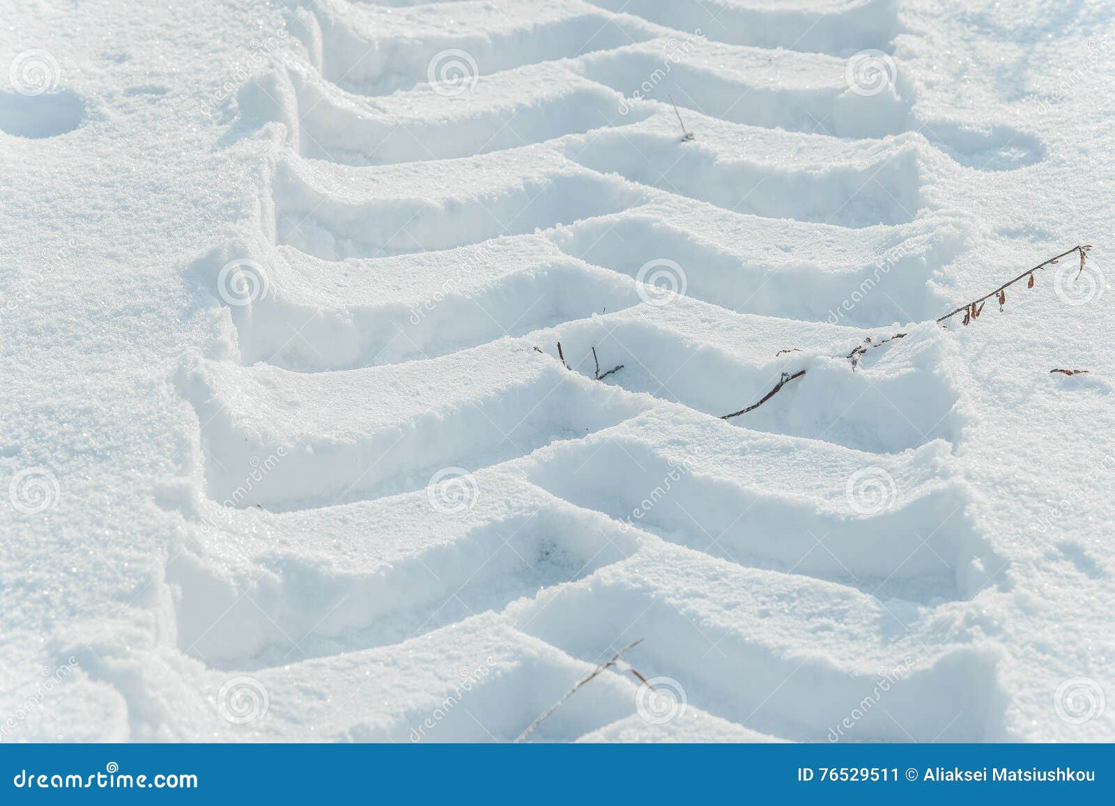 Snowmobile Track Mark on the Snow Stock Image - Image of cross, modern ...