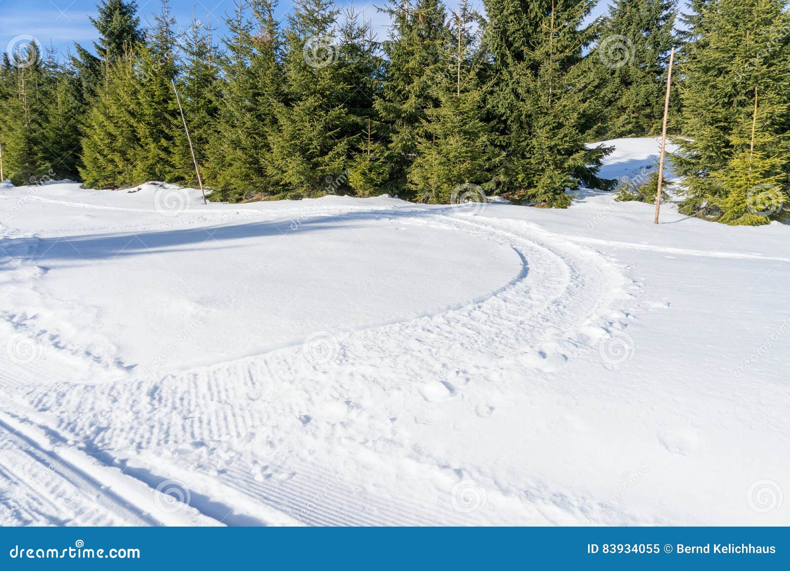 Snowmobile Track Marks on the Snow Stock Image - Image of crawler ...