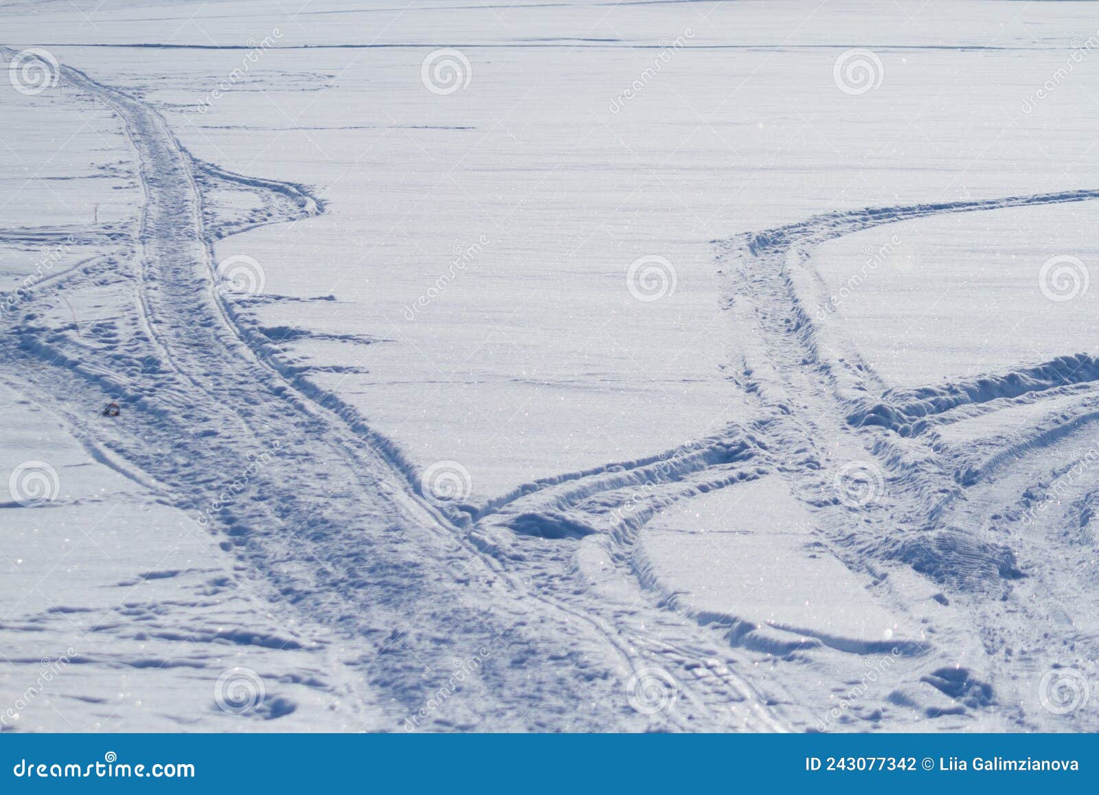 Snowmobile Track Marks on the Snow Stock Photo - Image of crosscountry ...