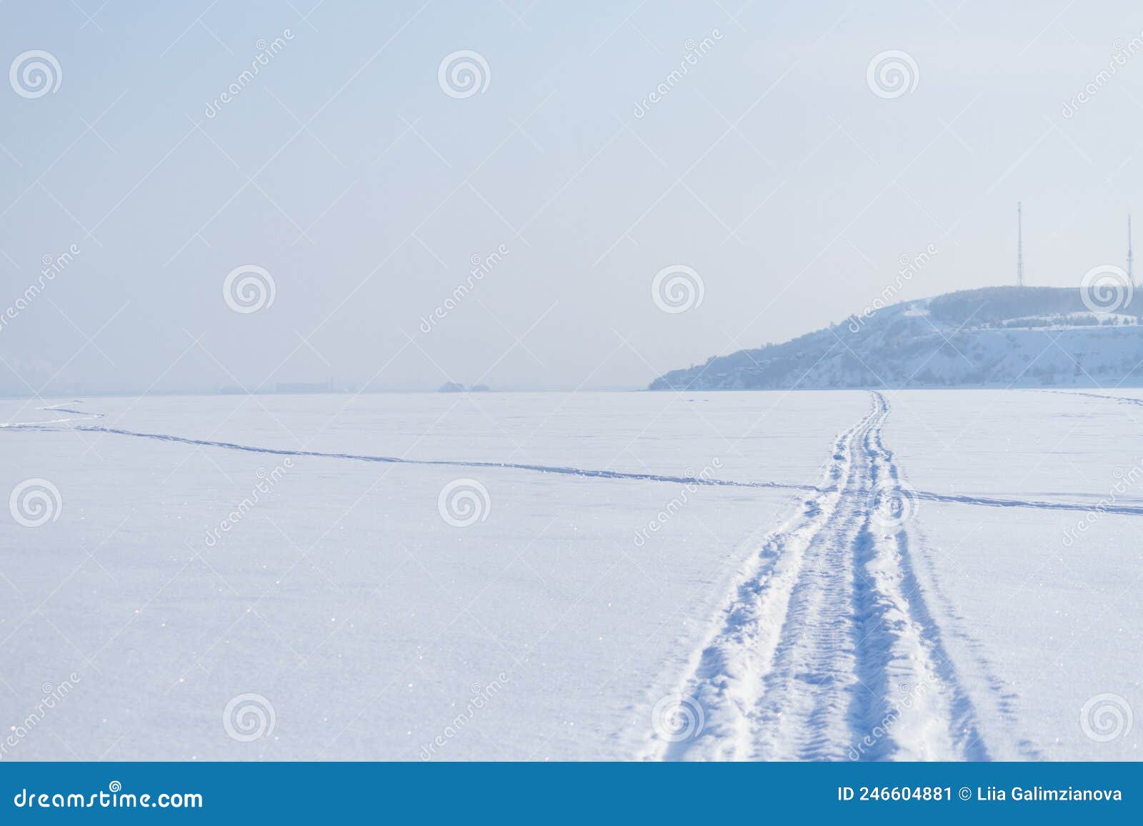 Snowmobile Track Marks on the Snow Stock Image - Image of sunlight ...