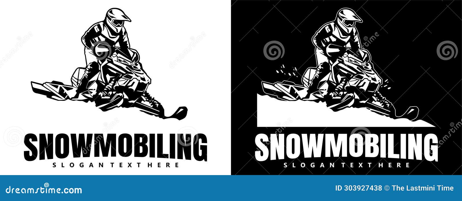 Snowmobile Trails Black and White Logo Design Vector Stock Vector ...