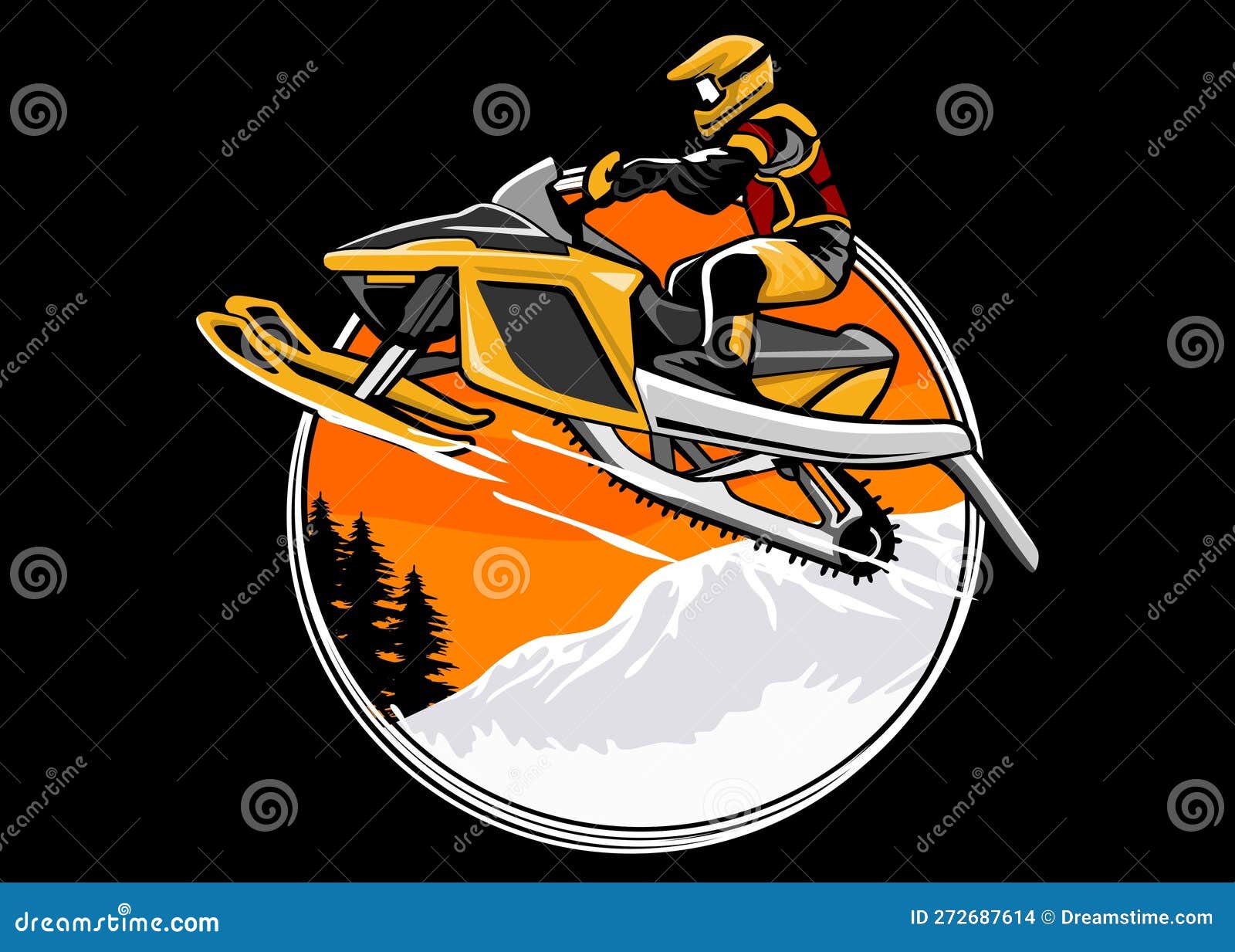 Snowmobile trails vector stock vector. Illustration of emblem - 272687614