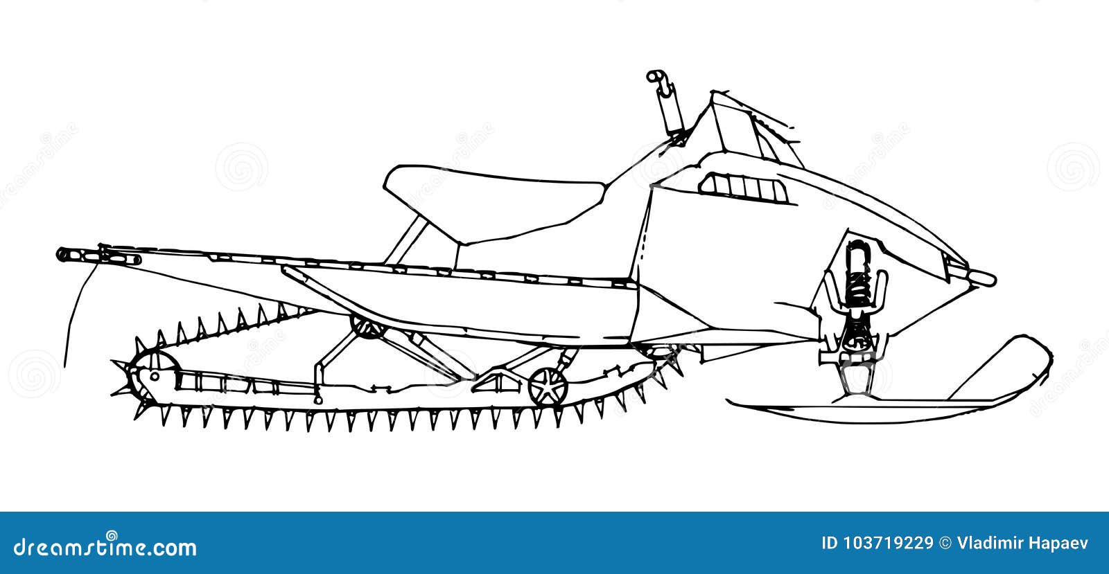 Snowmobile. Vector Illustration in a Hand-made Style. Types of ...