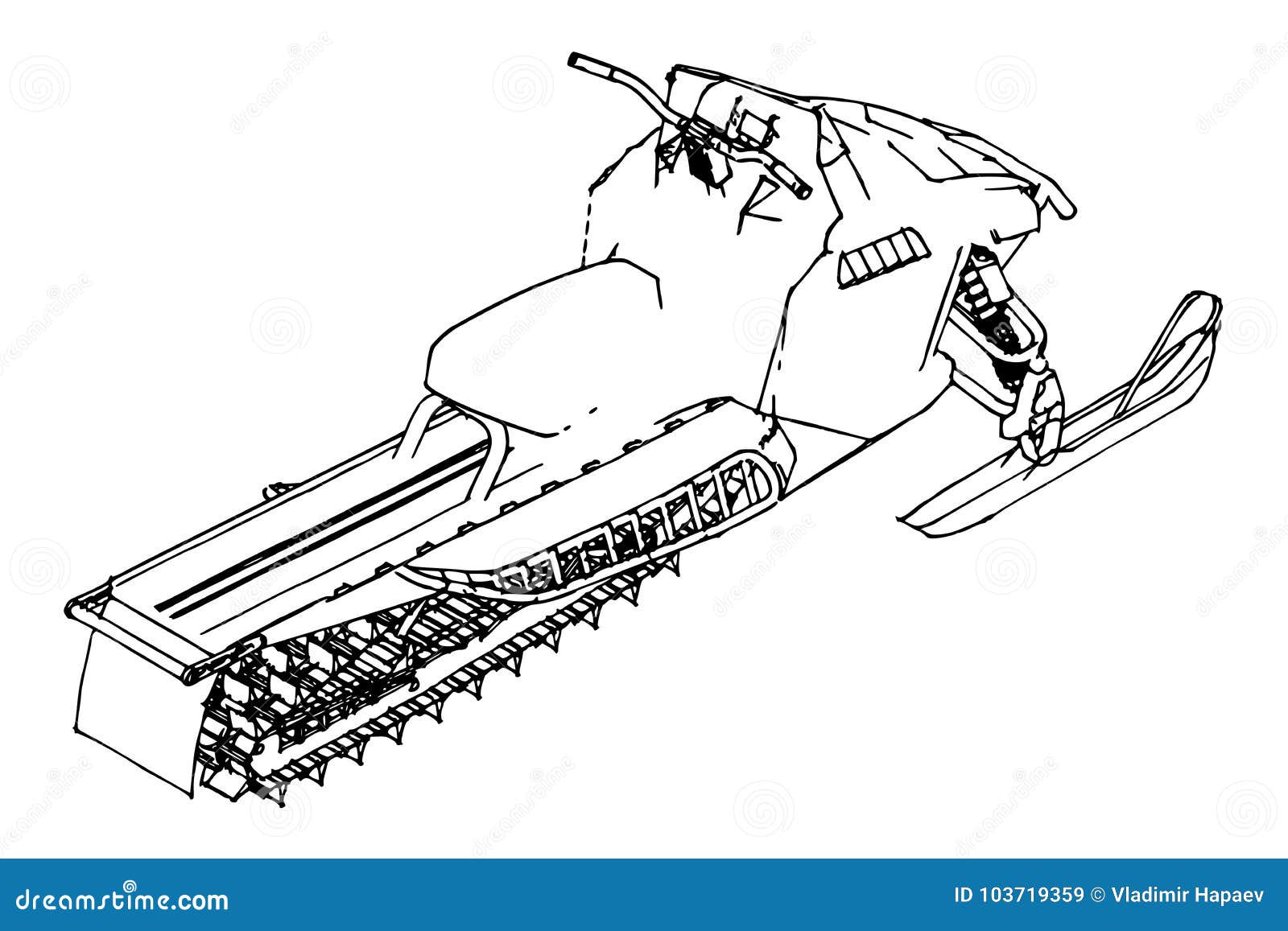 Snowmobile. Vector Illustration in a Hand-made Style. Types of ...