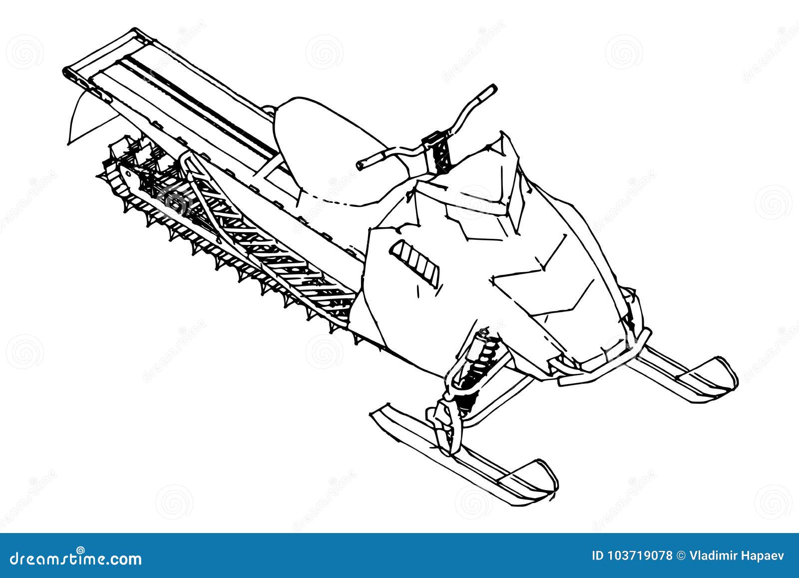Snowmobile. Vector Illustration in a Hand-made Style. Types of ...
