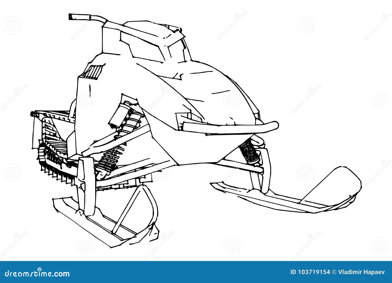 Snowmobile. Vector Illustration in a Hand-made Style. Types of ...
