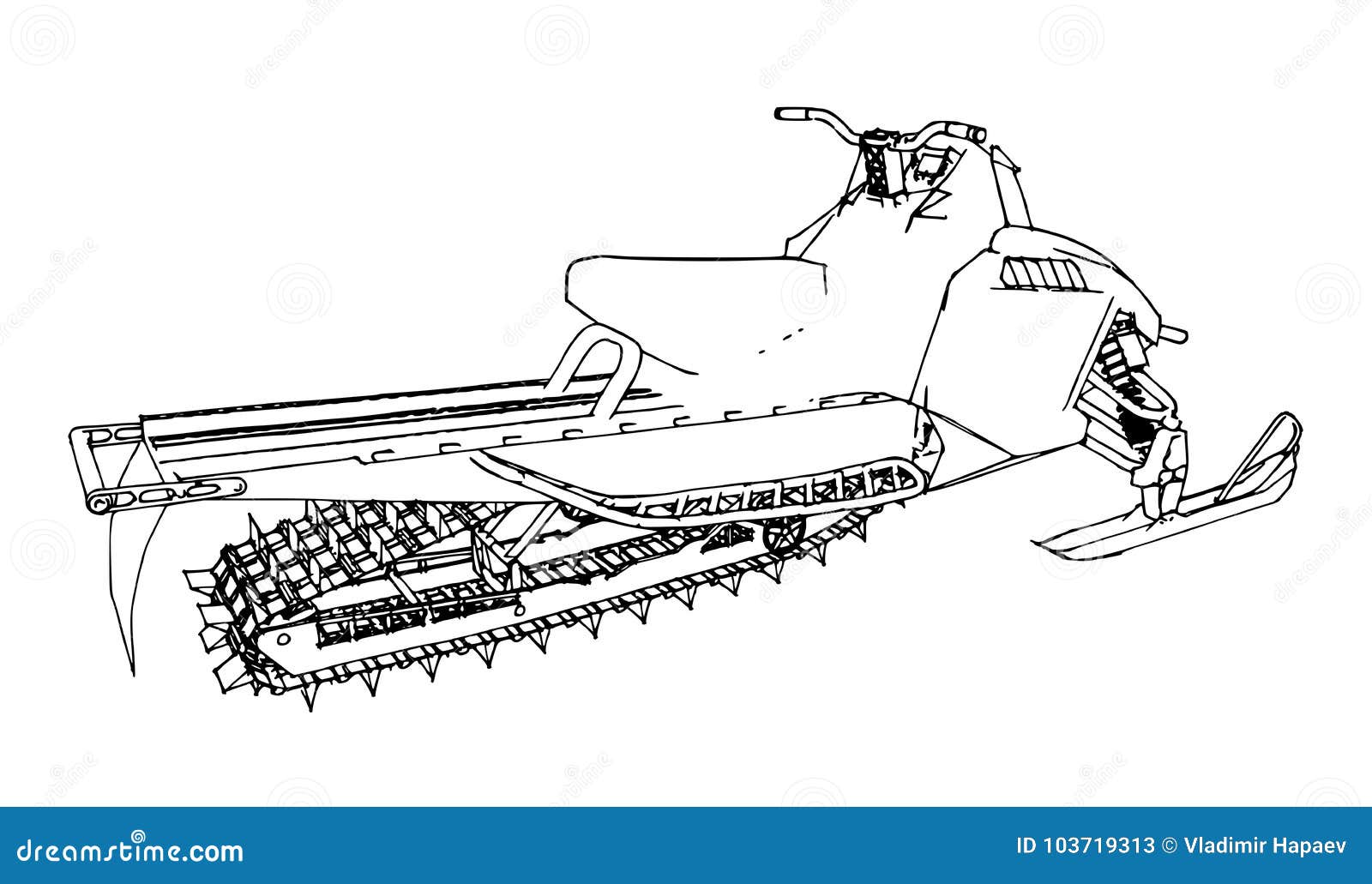 Snowmobile. Vector Illustration in a Hand-made Style. Types of ...