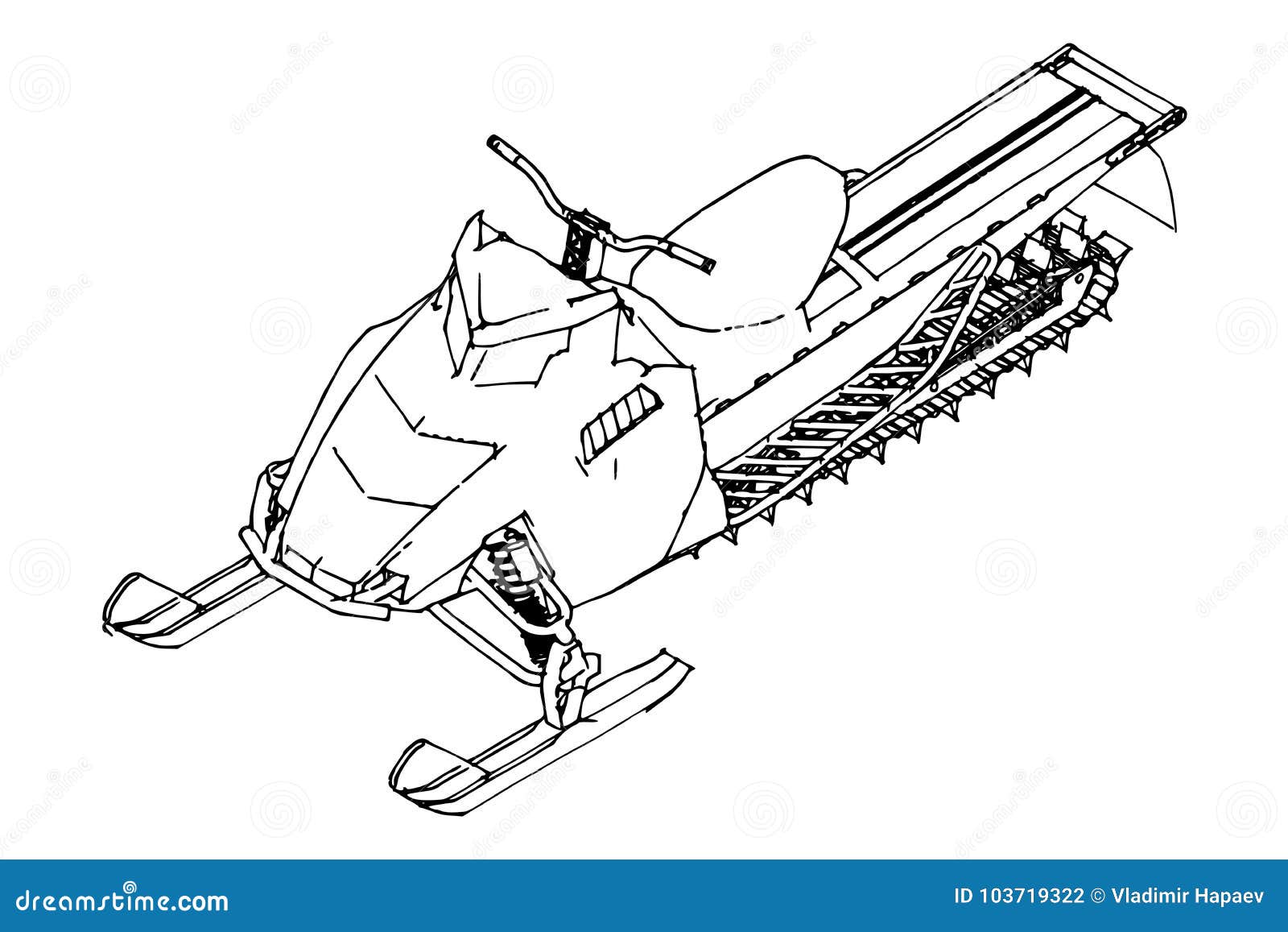 Snowmobile. Vector Illustration in a Hand-made Style. Types of ...