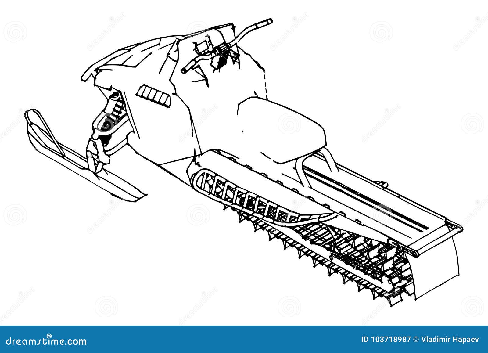 Snowmobile. Vector Illustration in a Hand-made Style. Types of ...