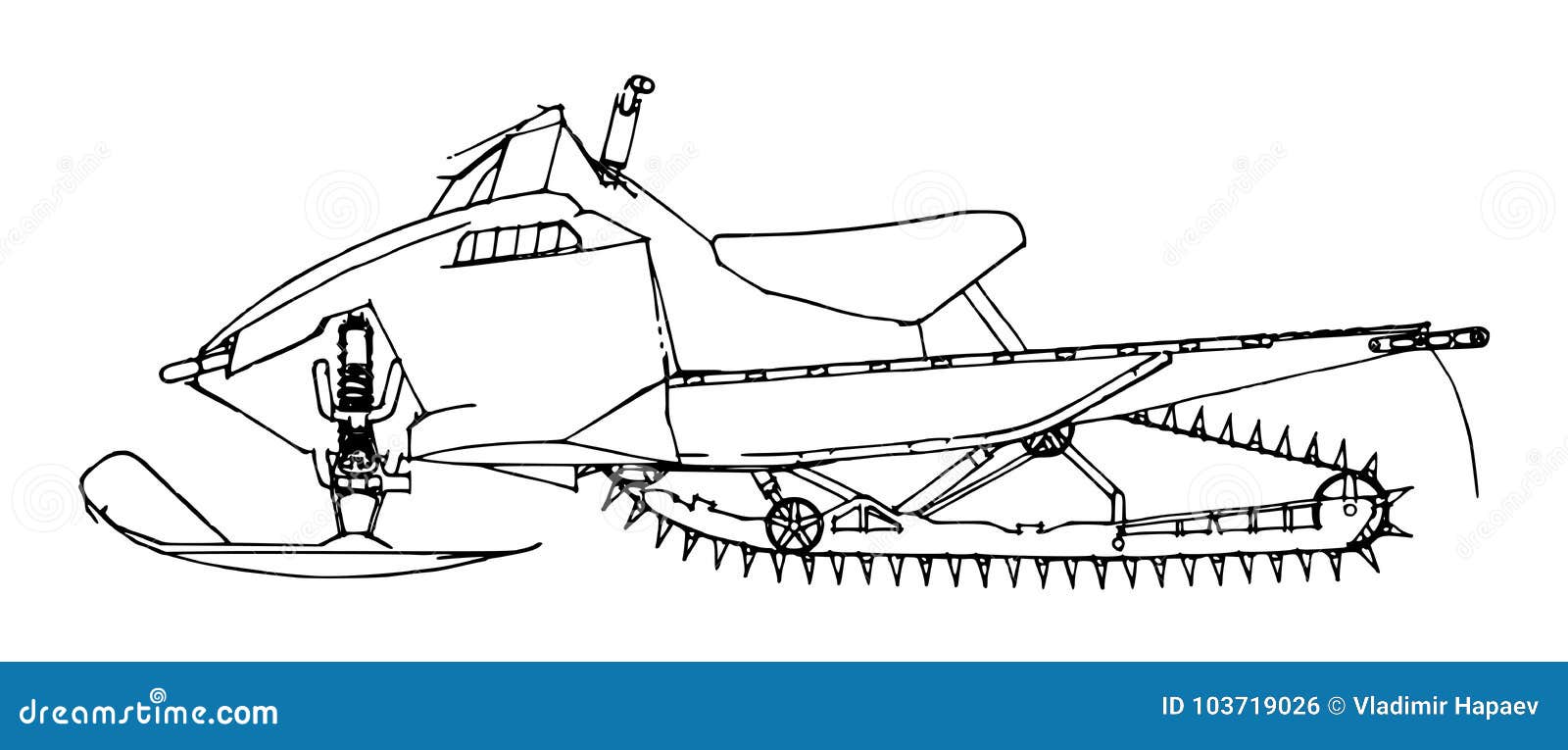 Snowmobile. Vector Illustration in a Hand-made Style. Types of ...