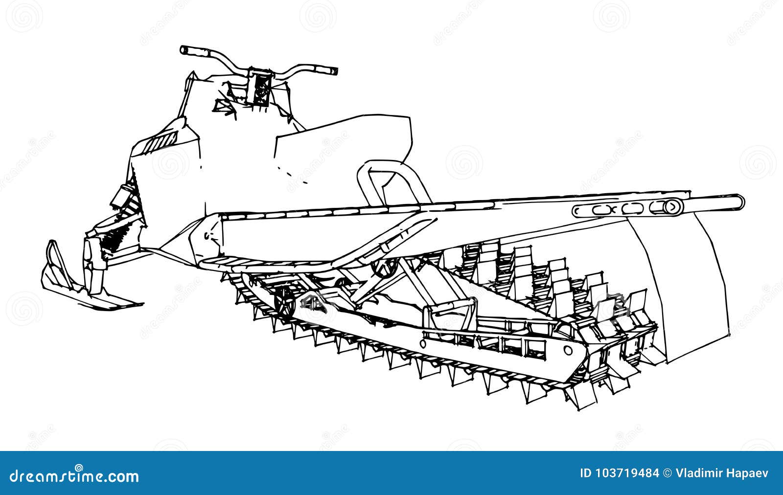 Snowmobile. Vector Illustration in a Hand-made Style. Types of ...