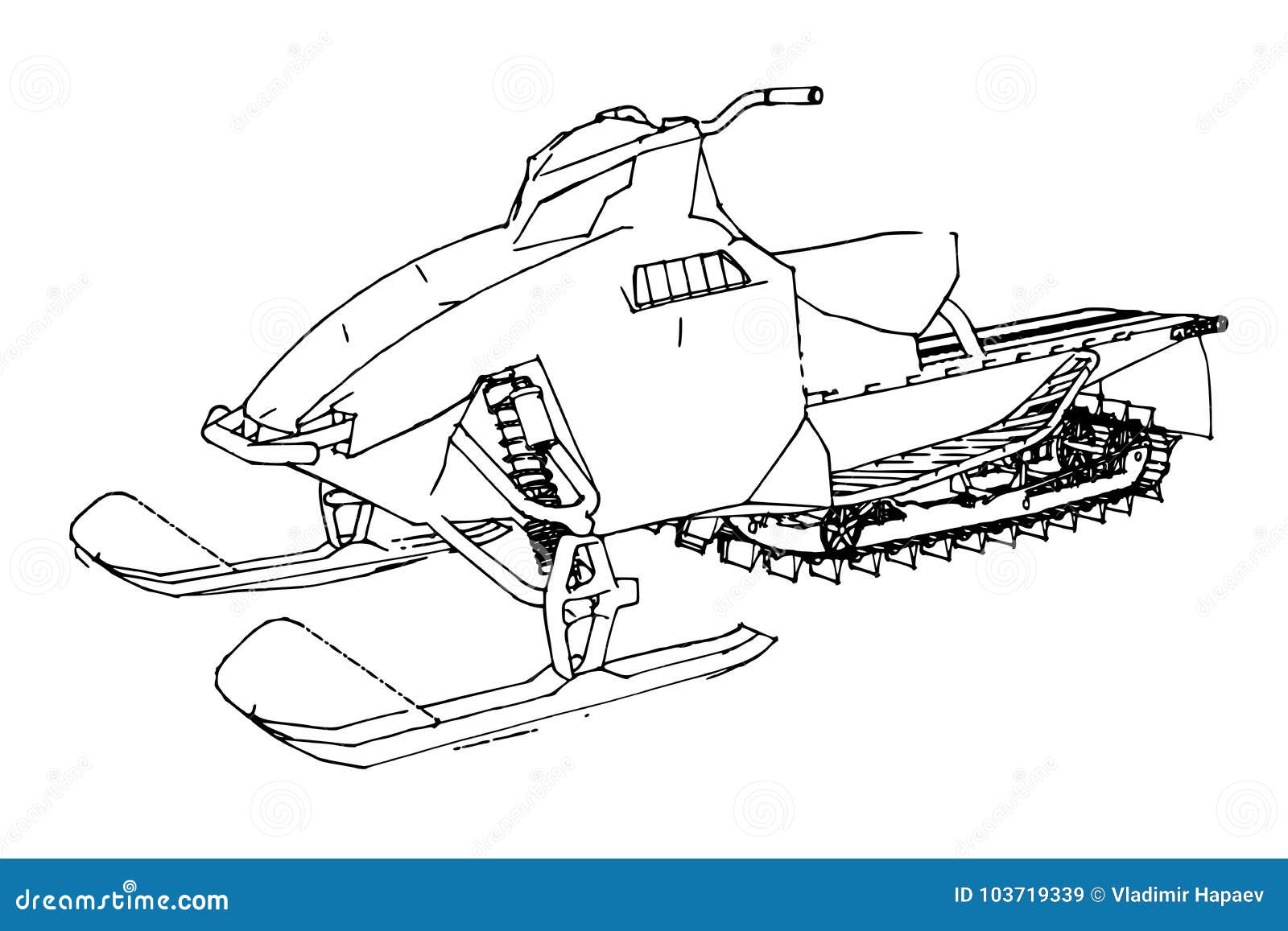 Snowmobile. Vector Illustration in a Hand-made Style. Types of ...