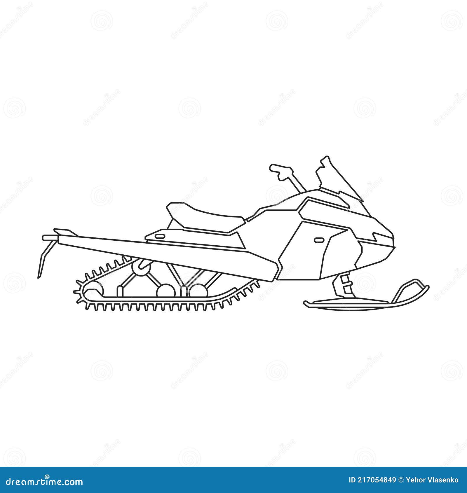 Snowmobile Vector Outline Icon. Vector Illustration Motorcycle on White ...