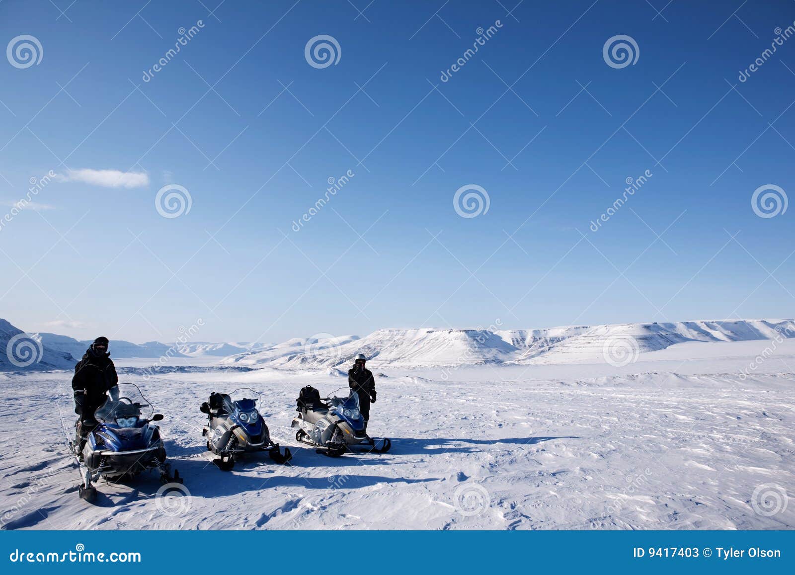 Snowmobile Winter Landscape Stock Image - Image of climate, scene: 9417403