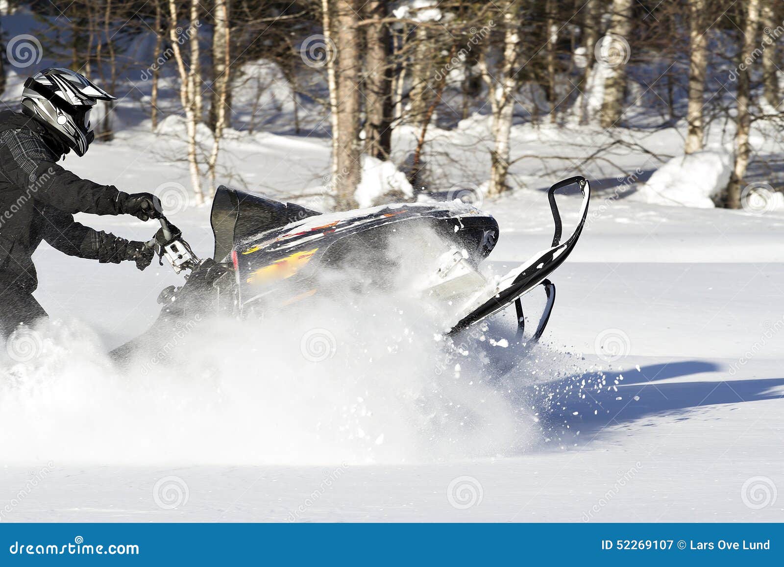 Snowmobiling in Deep Powder Stock Image - Image of helmet, googles ...