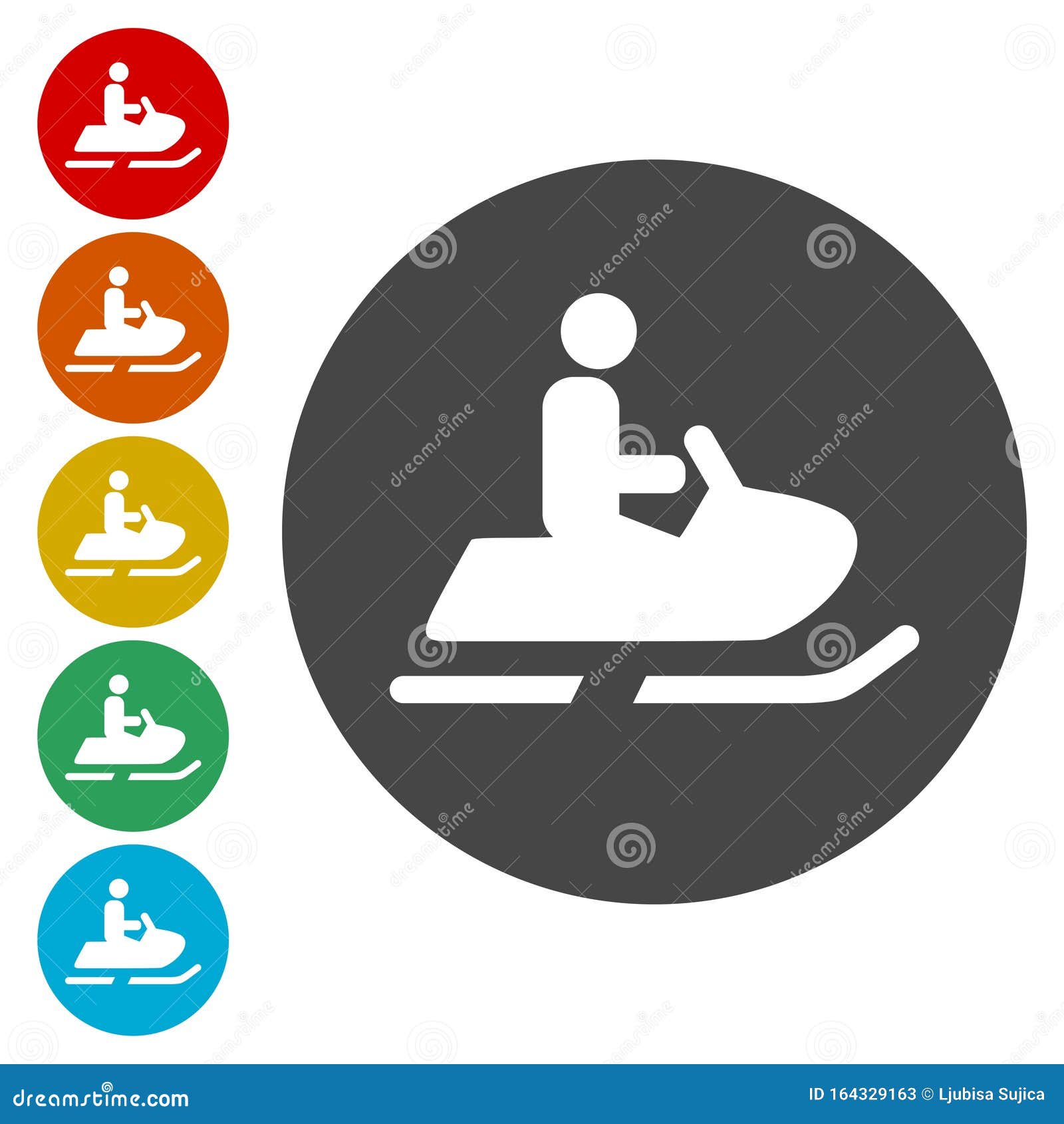 Snowmobiling Icons Set - Vector Illustration Stock Illustration ...
