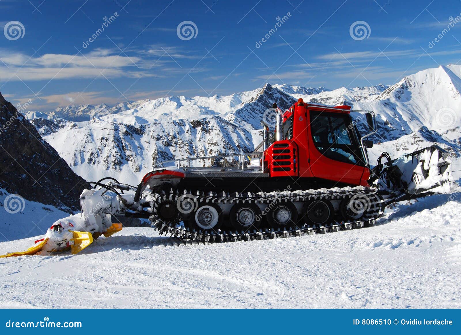 Snowplow / piste machine stock photo. Image of chill, technology - 8086510