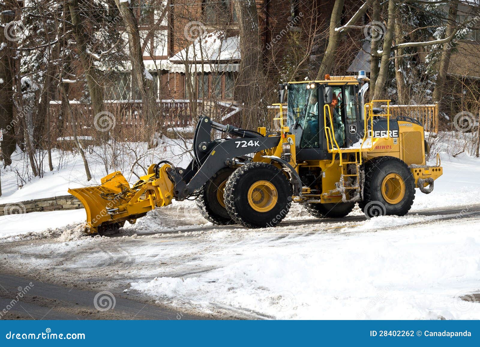 Snowplow sweeps the snow editorial photography. Image of cleanup - 28402262