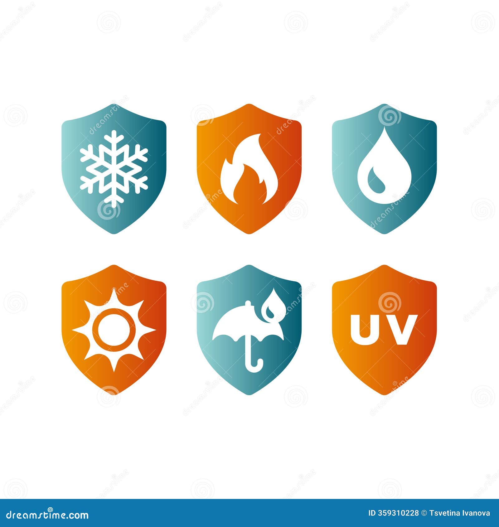 Snowproof, Fire Proof Vector Shield Label Set | CartoonDealer.com ...
