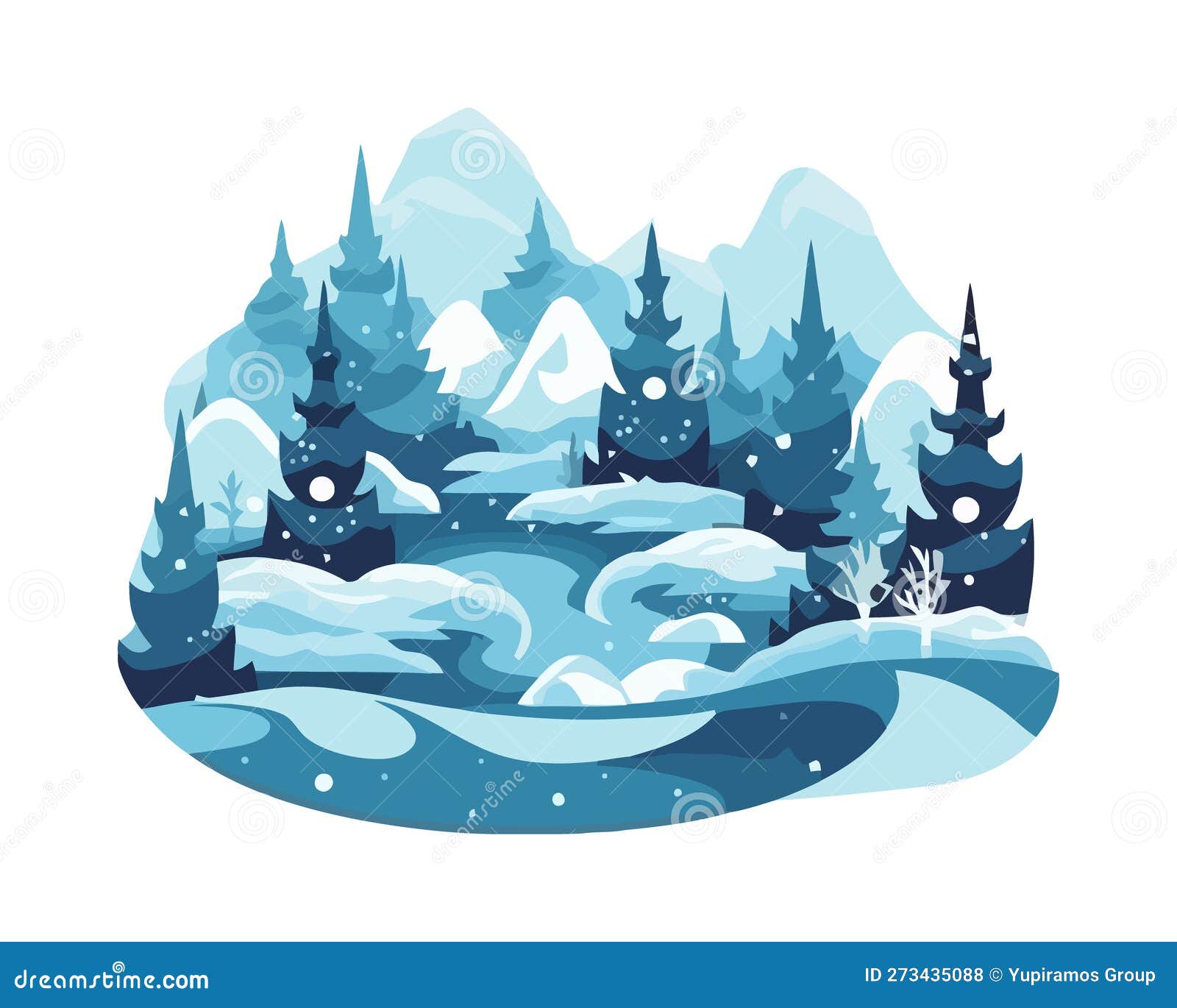 Snowscape with forest stock vector. Illustration of panorama - 273435088