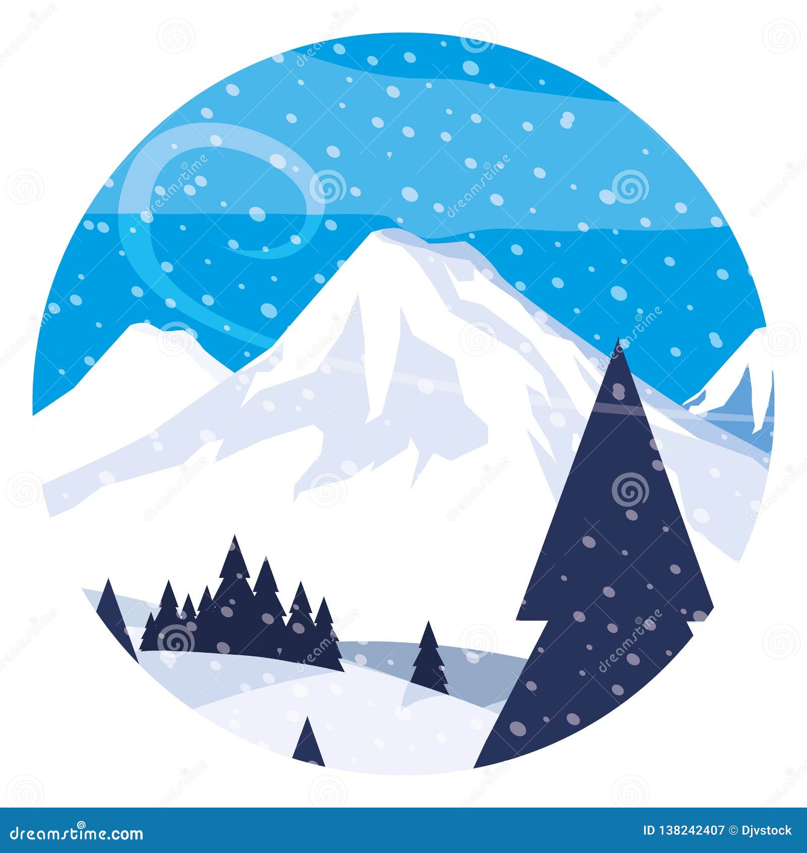Snowscape Nature in Circular Frame Stock Vector - Illustration of ...