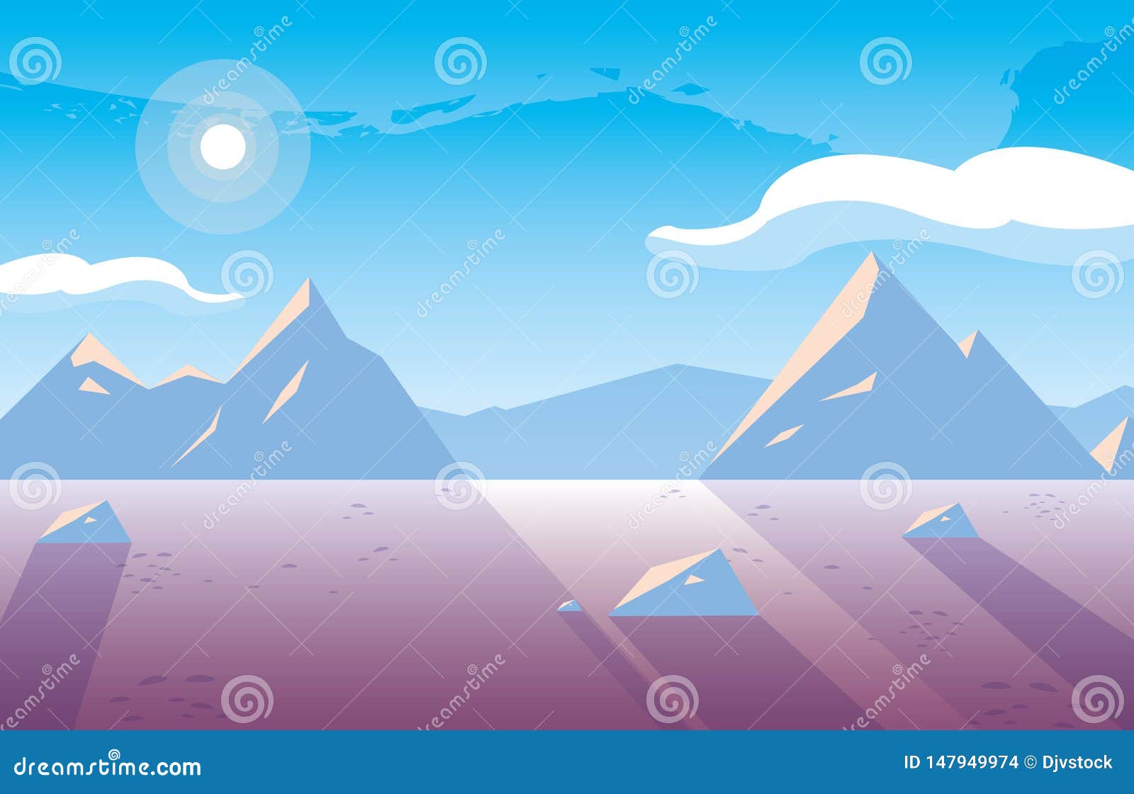 Snowscape Nature Scene Icon Stock Illustration - Illustration of ...