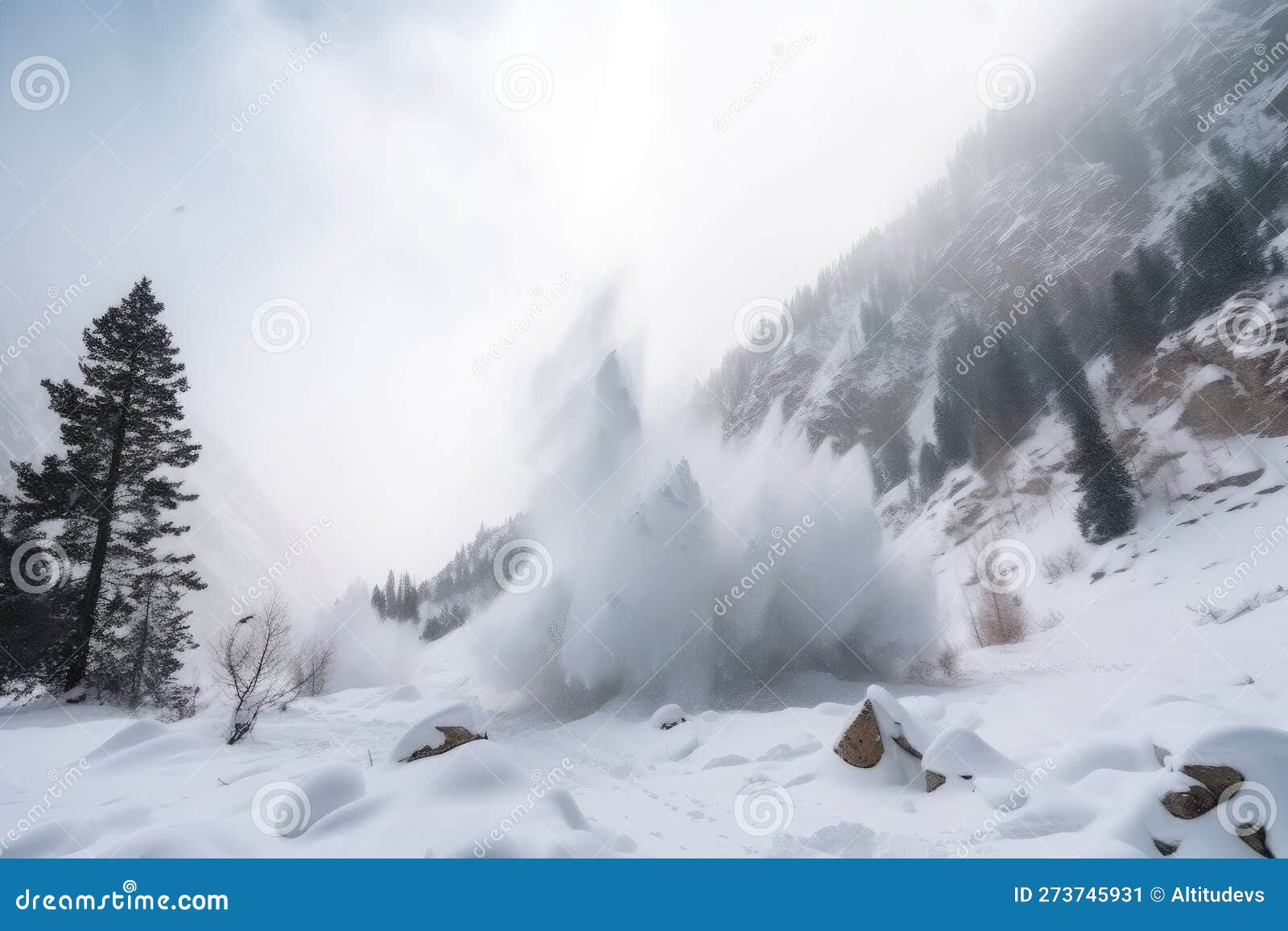 Snowstorm with Heavy Snowfall, Causing Avalanches To Tumble Down the ...