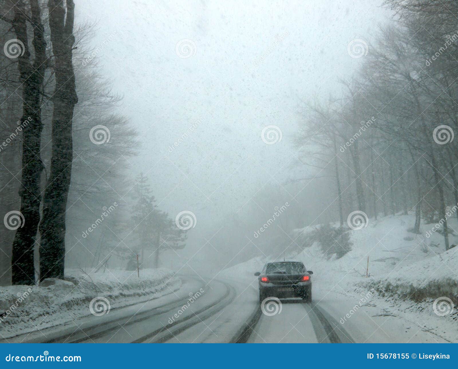 Snowstorm on a road stock image. Image of highway, cool - 15678155