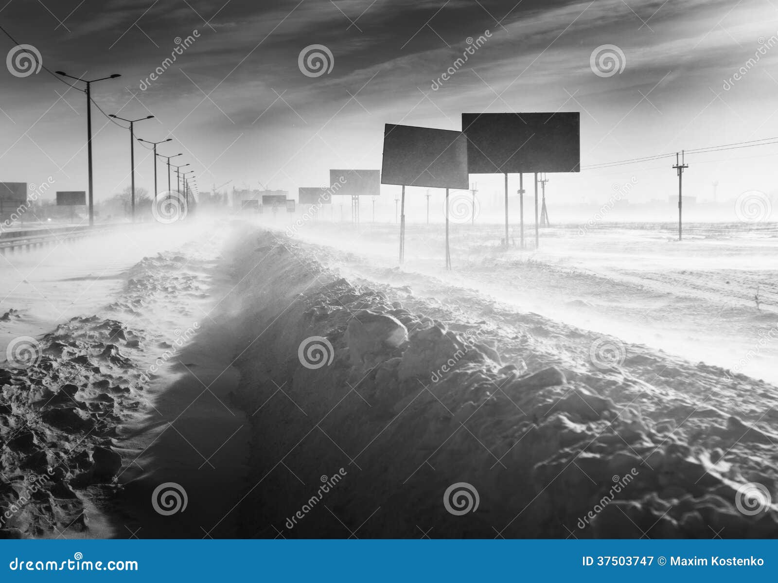 Snowstorm on the road stock image. Image of slick, blizzard - 37503747