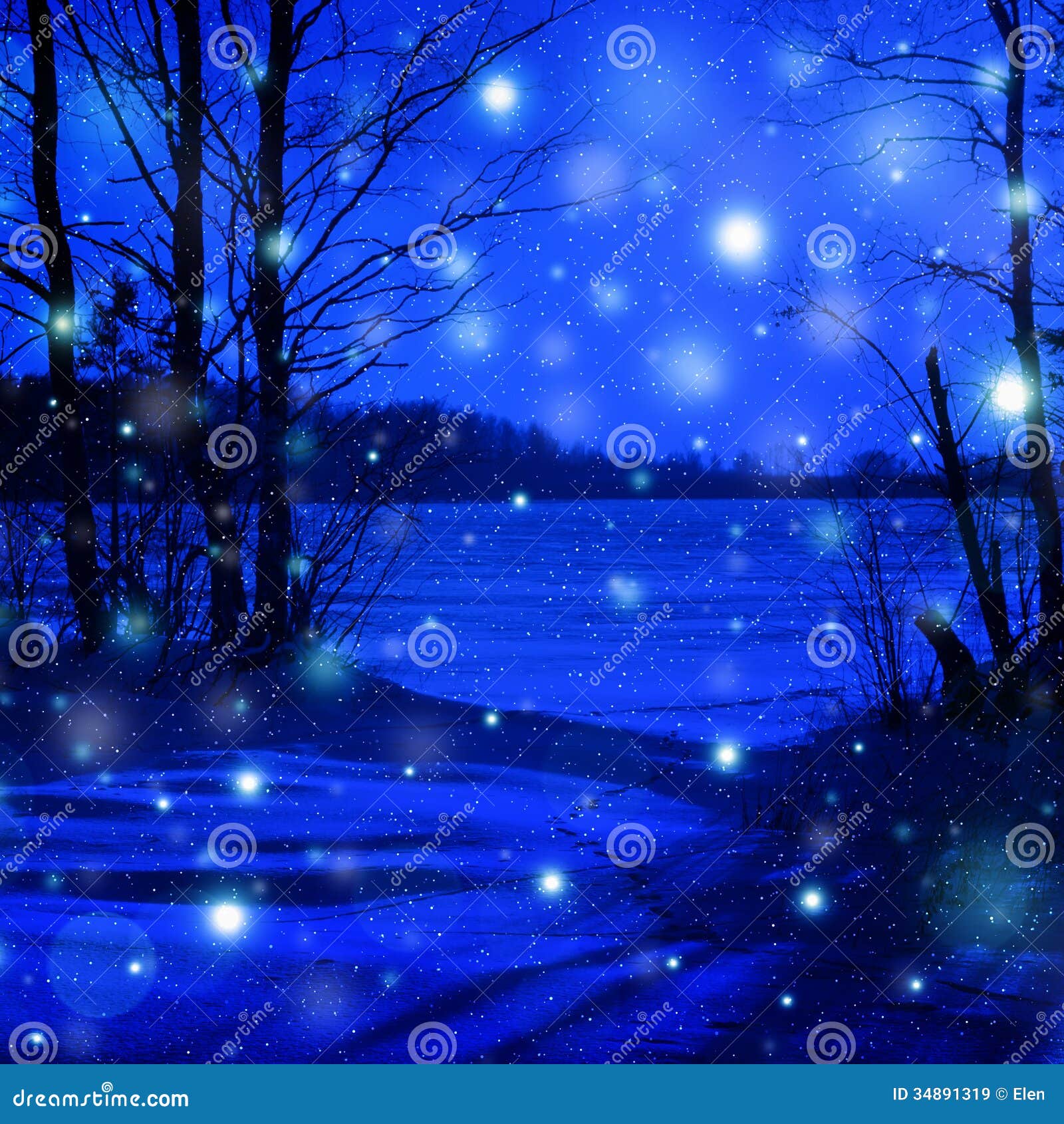 Snowstorm in winter night stock image. Image of snow - 34891319