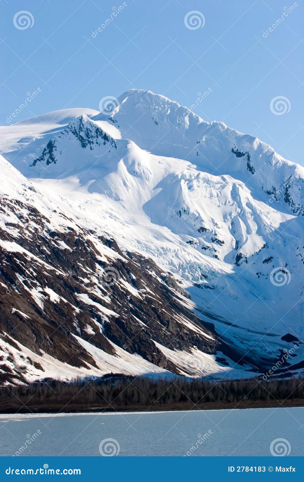 Snowy Alaska Mountain Peaks Stock Image - Image of melt, environment ...