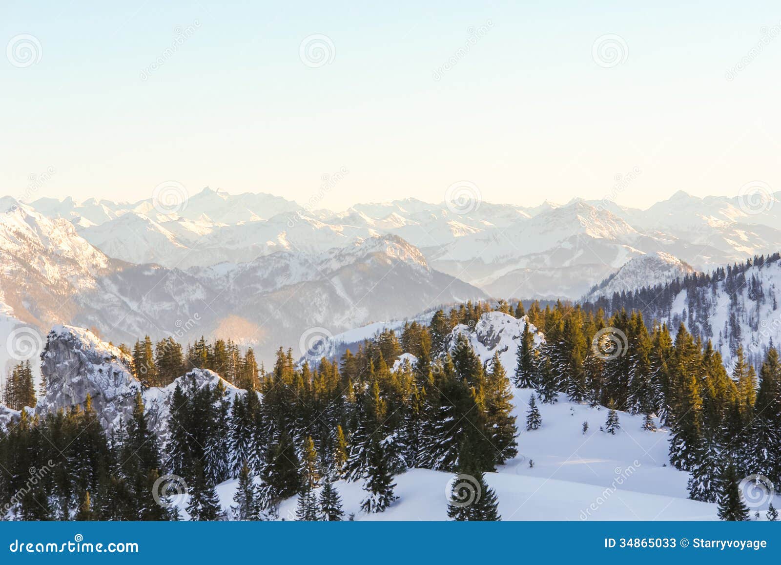 Snowy Alpine Panorama stock image. Image of light, beautiful - 34865033