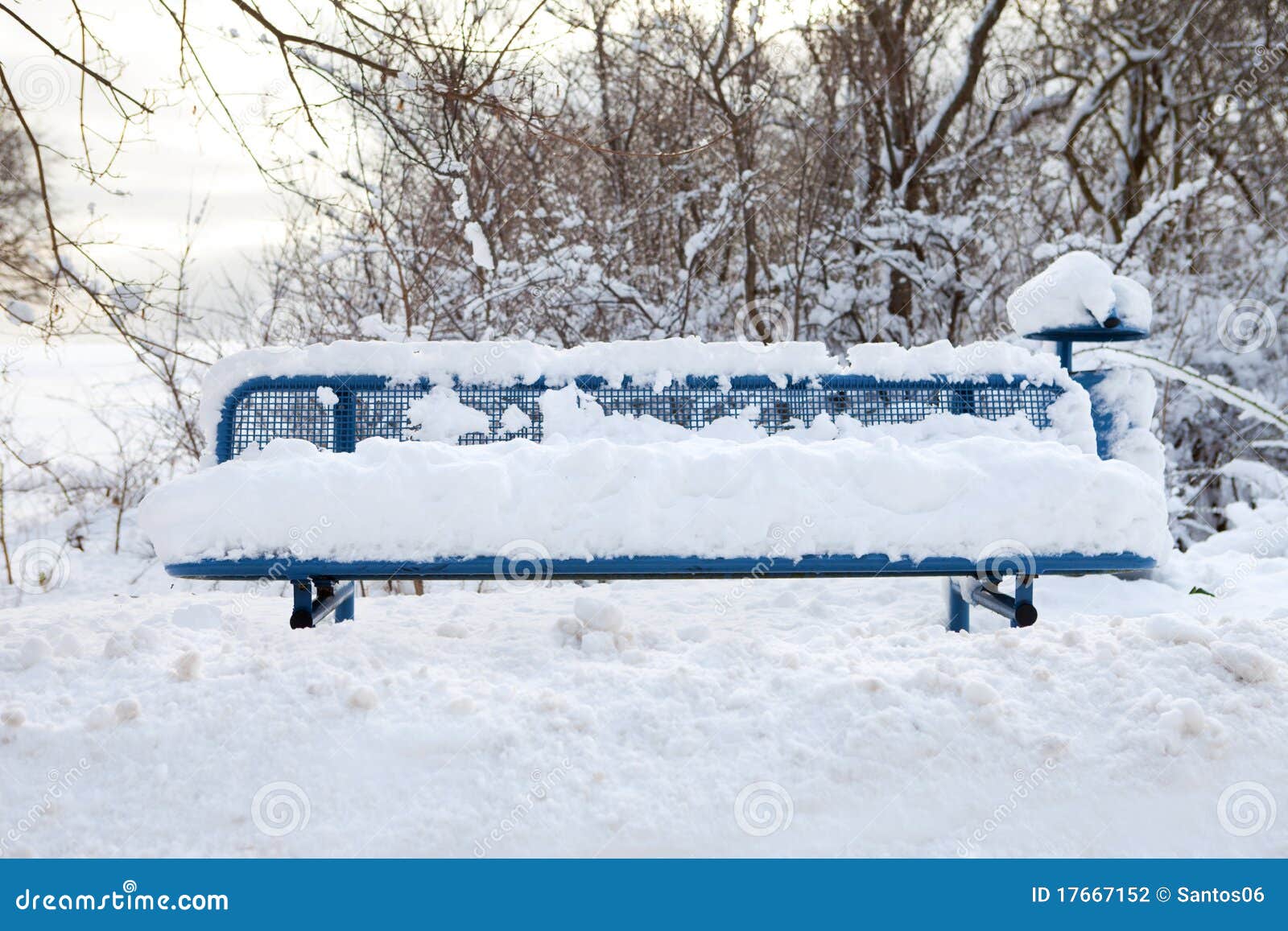 Snowy bench stock photo. Image of season, wintertime - 17667152