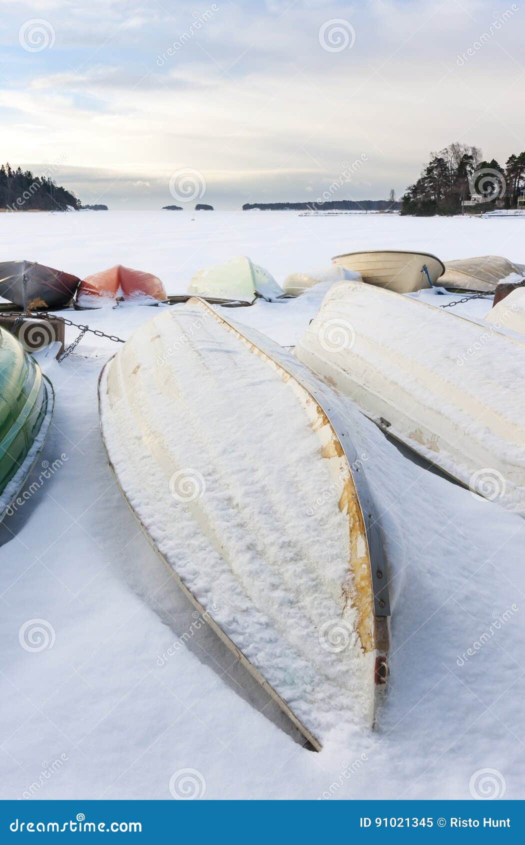 Snowy Boat in Harbor at Winter Stock Image - Image of white, outdoor ...